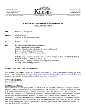 Fillable Online KANSAS WIC POLICY MEMORANDUM - kdheks.gov Fax Email ...