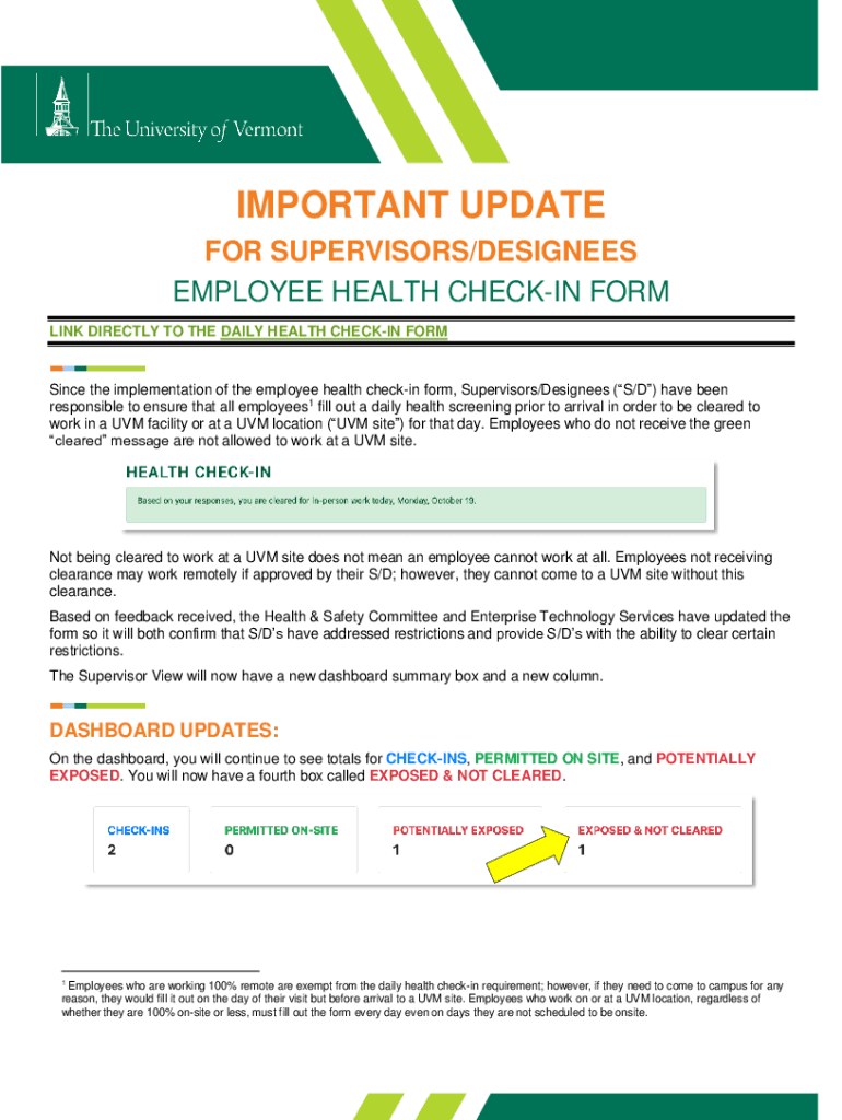 Fillable Online Empolyee Health Check-In Form Update. Health Check-In ...