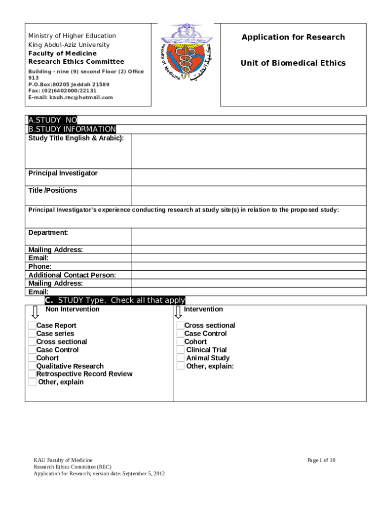 : Application for Human Research Doc Template | pdfFiller