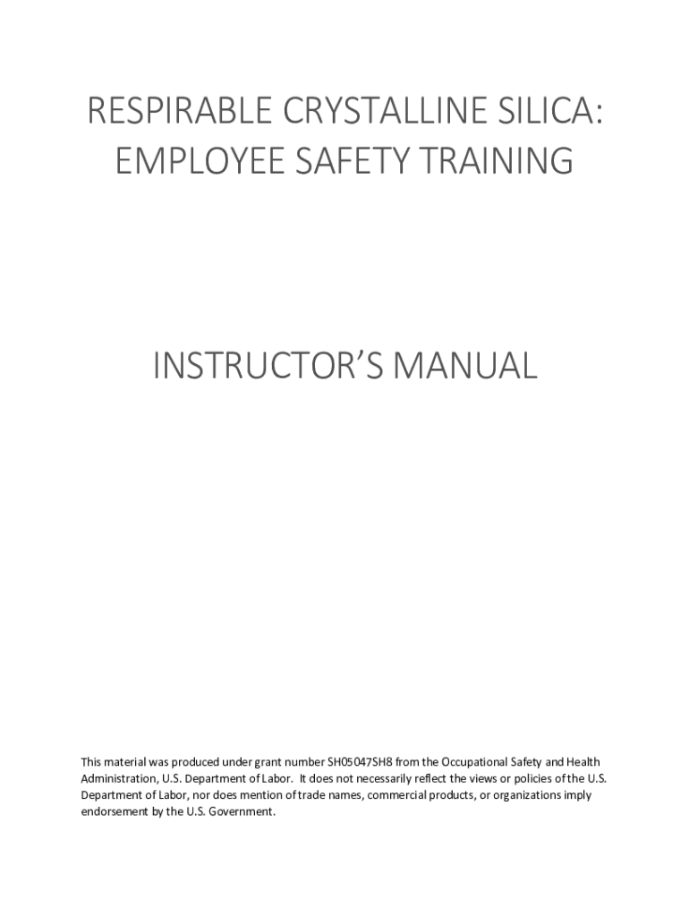Fillable Online RESPIRABLE CRYSTALLINE SILICA: EMPLOYEE SAFETY ... Fax ...