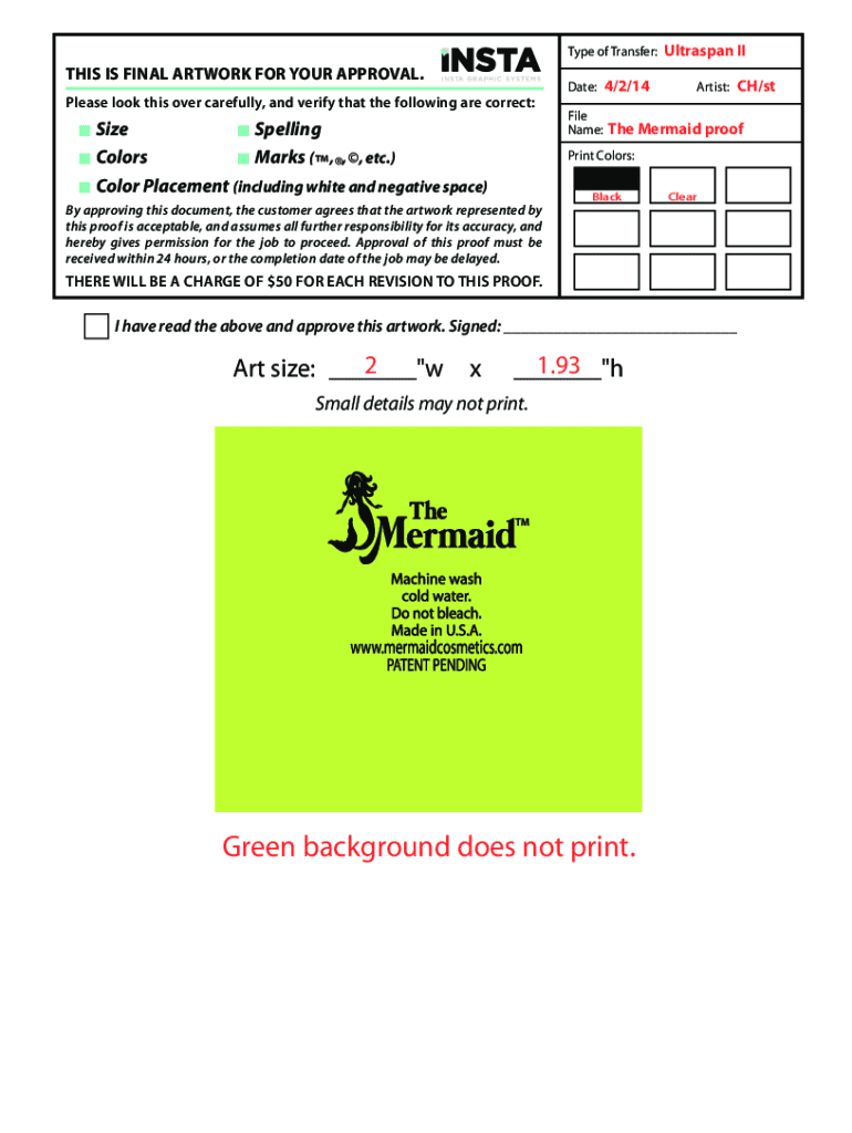 Fillable Online Art proof form Fax Email Print - pdfFiller