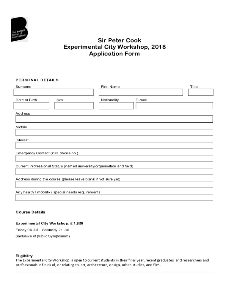 Fillable Online 2018 Experimental City Application-form.doc Fax Email ...