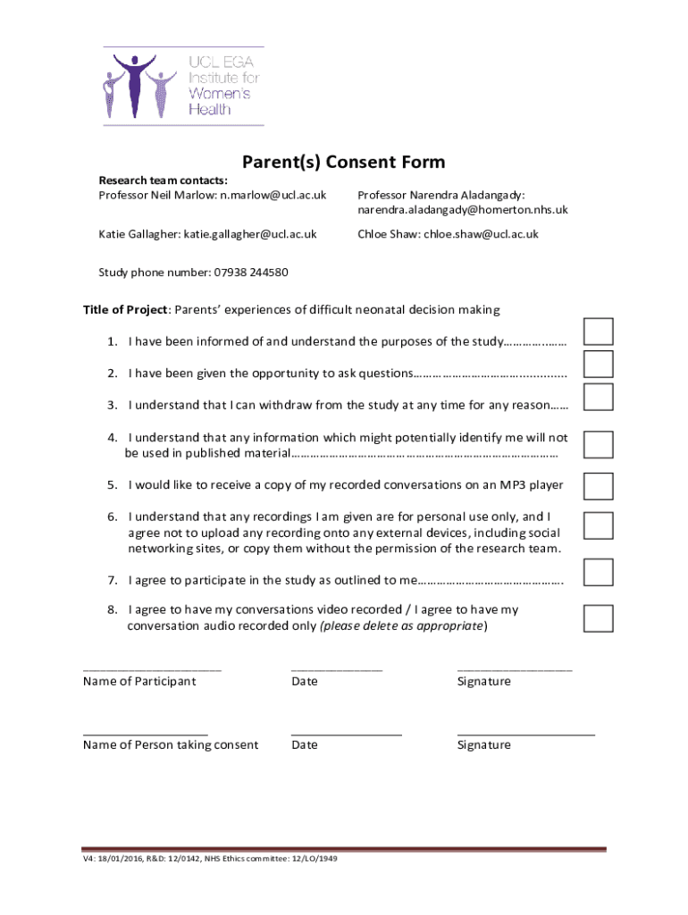 Fillable Online Parent(s) Consent Form Fax Email Print - pdfFiller