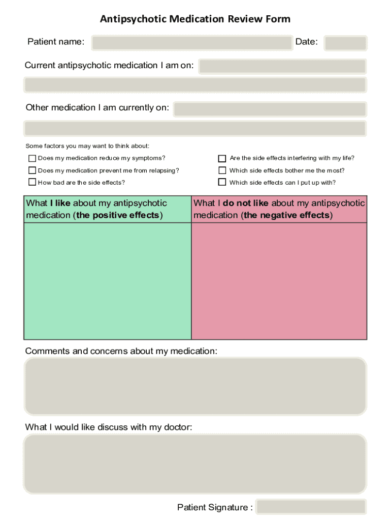 Fillable Online Antipsychotic Medication Review Form - UCL Fax Email ...