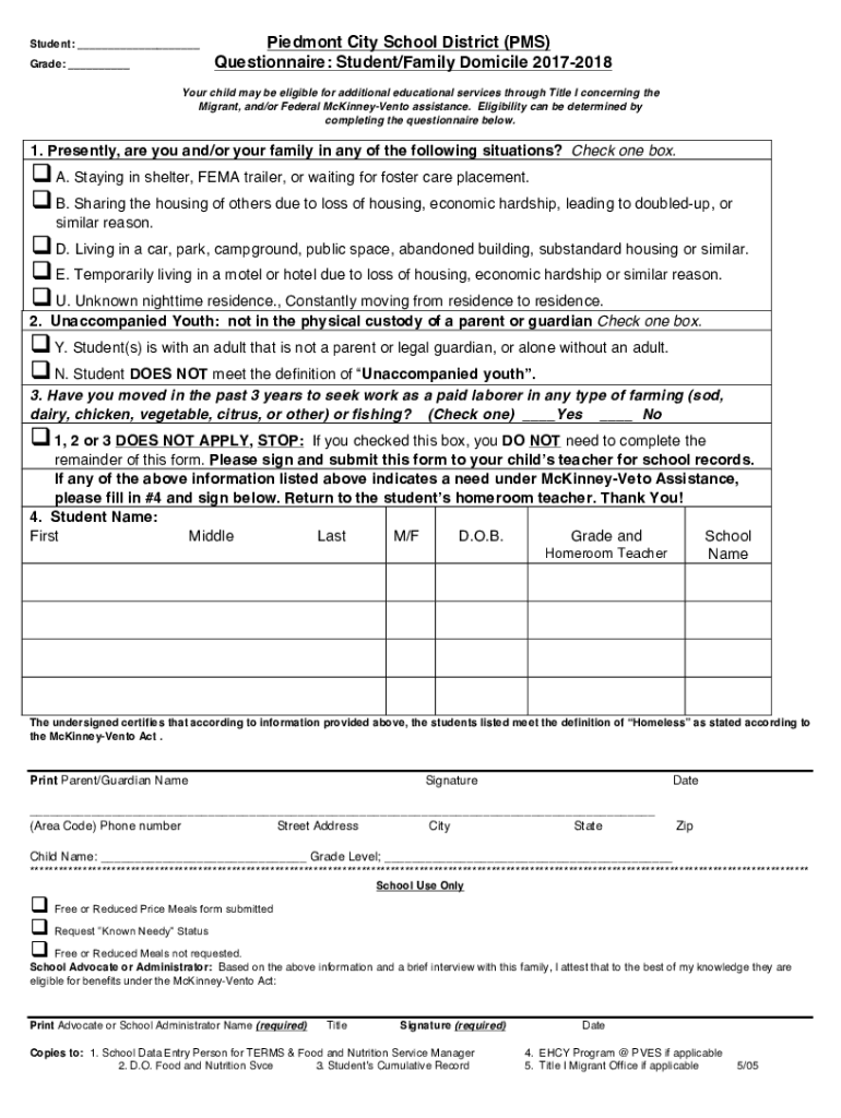 Fillable Online images pcmac Student: Piedmont City School District ...