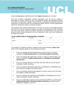 Occupational Health Screening .doc - UCL Doc Template | pdfFiller