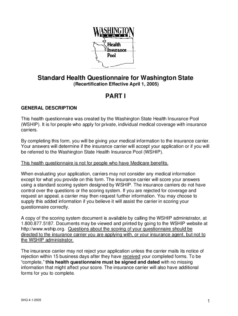 Fillable Online This health questionnaire was created by the Washington ...
