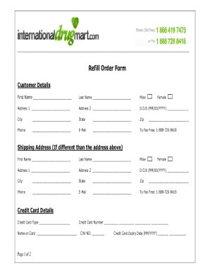 Fillable Online Refill Order Form Fax Email Print - pdfFiller