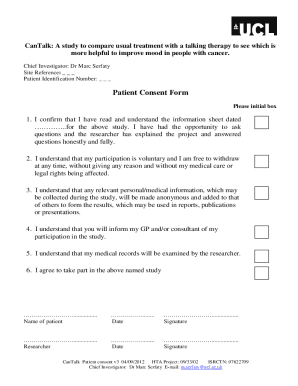 Fillable Online Patient Consent Form - UCL Fax Email Print - pdfFiller