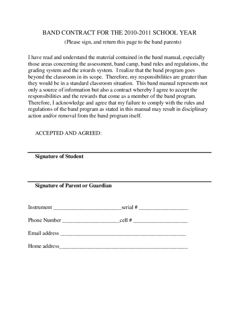 Fillable Online How to: Band Agreement/Interband Agreement templateLast ...