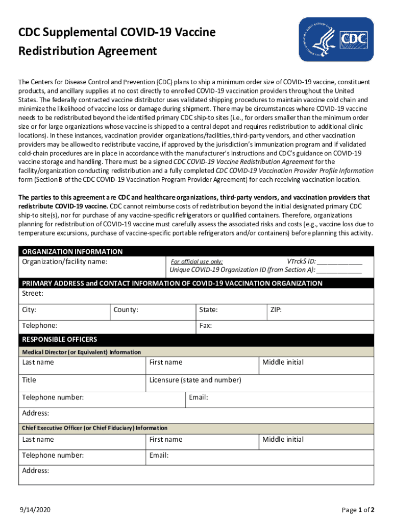 Fillable Online cdc supplemental covid 19 vaccine redistribution ...