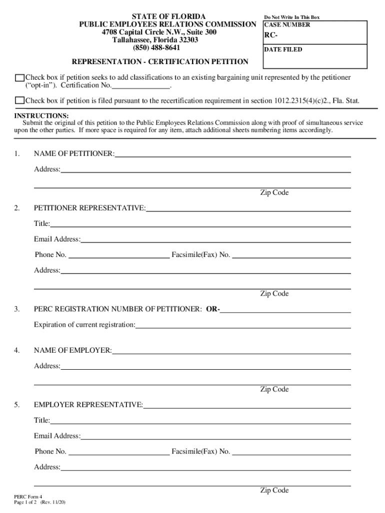 Fillable Online Florida Government - Public Employee Relations ...