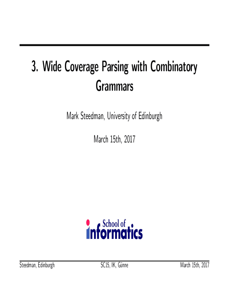 Fillable Online Homepages Inf Ed Ac 3 Wide Coverage Parsing With Combinatory Grammars