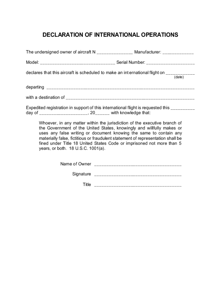 Fillable Online Declaration of International Operations.PDF Fax Email ...