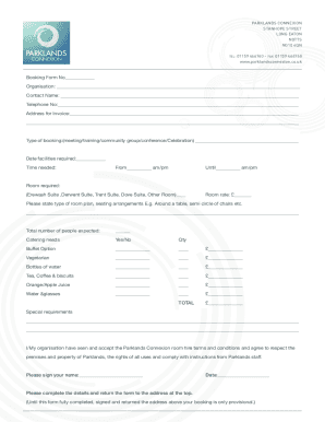 Venue Booking Form Templates | pdfFiller