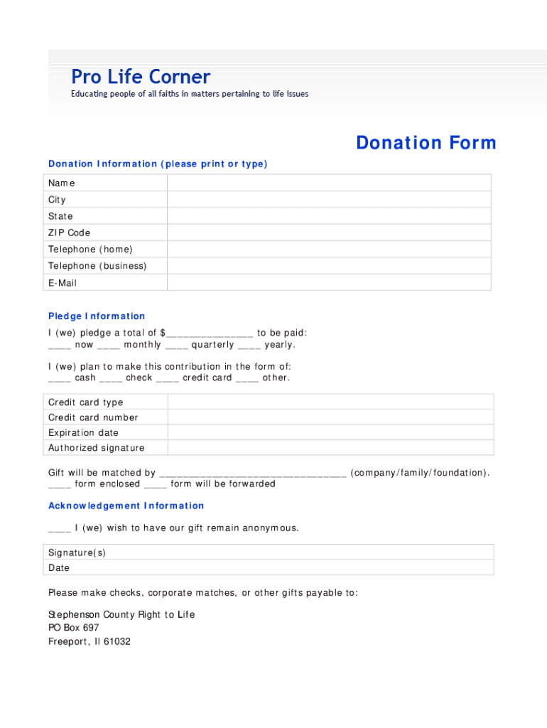 Fillable Online Donation Information (please print or type) Fax Email ...