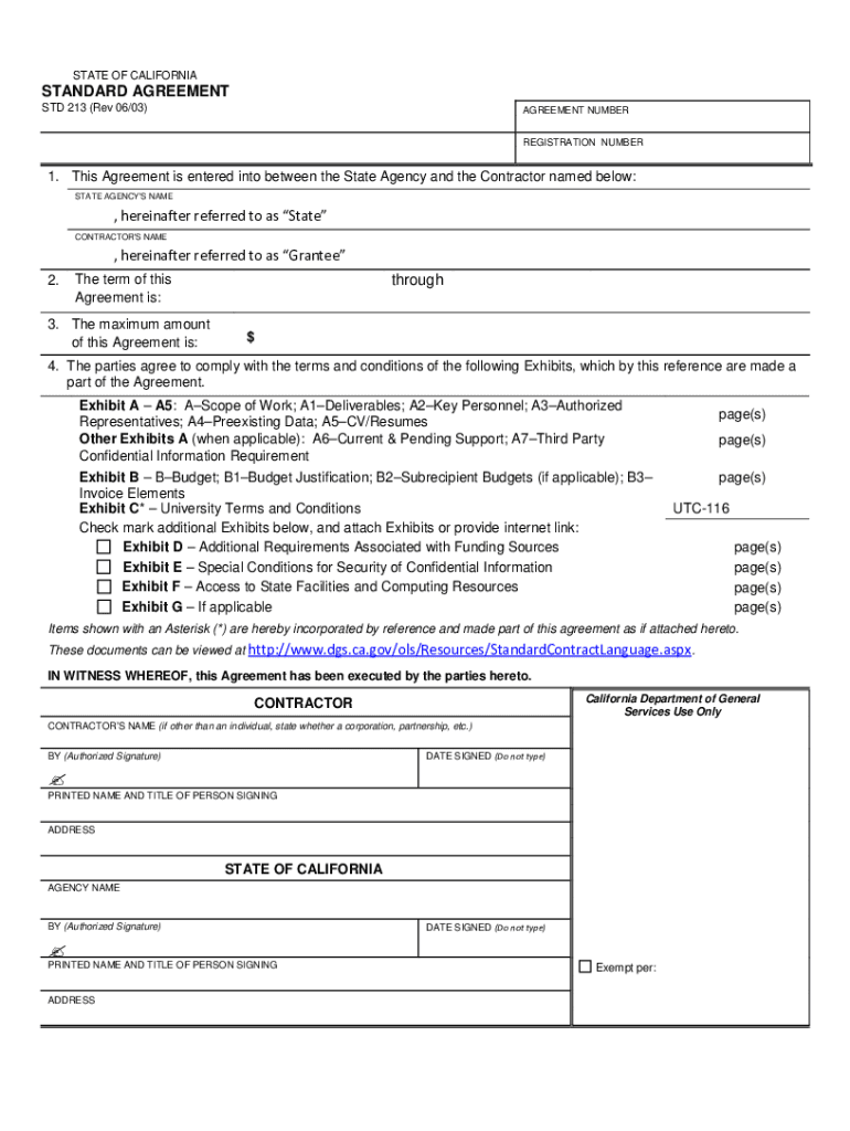 Fillable Online Standard Agreement - DGS (ca.gov) Fax Email Print - pdfFiller
