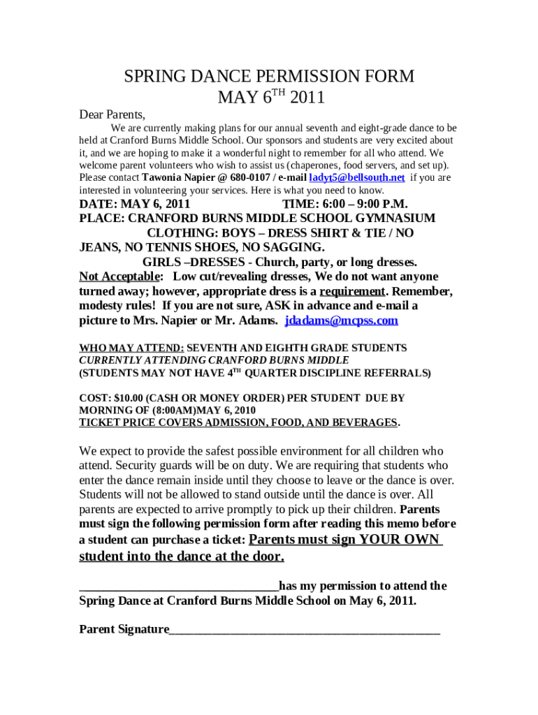 SPRING DANCE PERMISSION - images pcmac Doc Template | pdfFiller