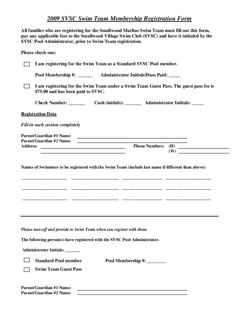 Fillable Online Swim Team Registration and Online Forms Made Easy with ...