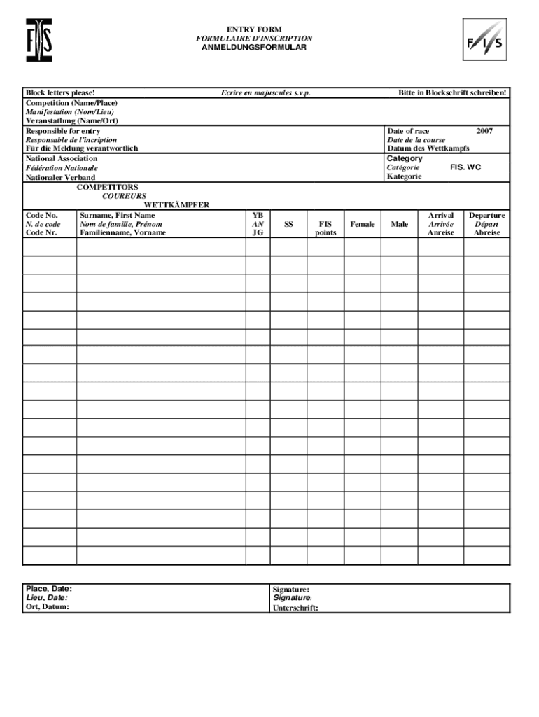Fillable Online Entry Form Template - Fill Out and Sign Printable PDF ...