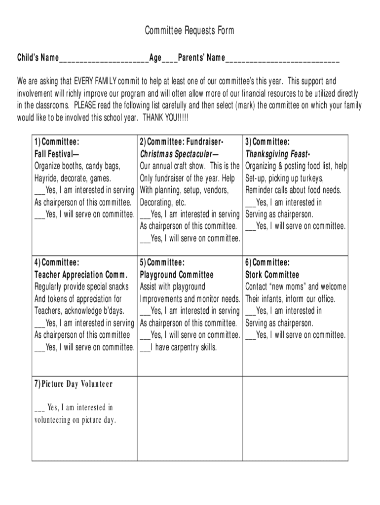 Fillable Online Committee Requests Form Fax Email Print - pdfFiller