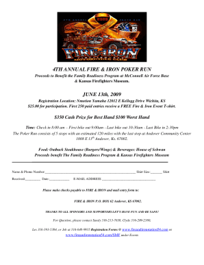 Fillable Online fire and iron poker run registration form 2009 Fax ...
