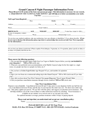 Fillable Online Passenger Information Form GC8.PDF Fax Email Print ...