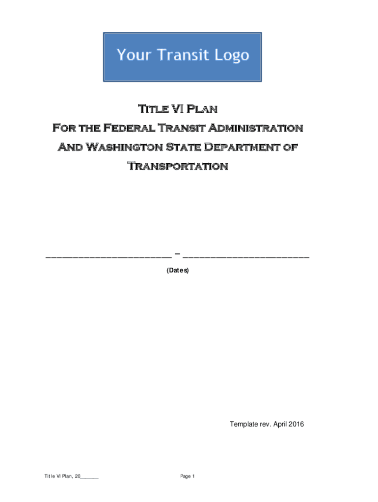 Fillable Online wsdot wa Public Transit Grant Compliance Title VI ...