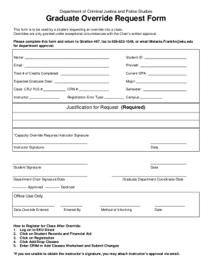 Fillable Online Override Request Form-Graduate.pub Fax Email Print - pdfFiller