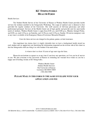 Fillable Online www2 ku Forms - Watkins Health Services - The ...