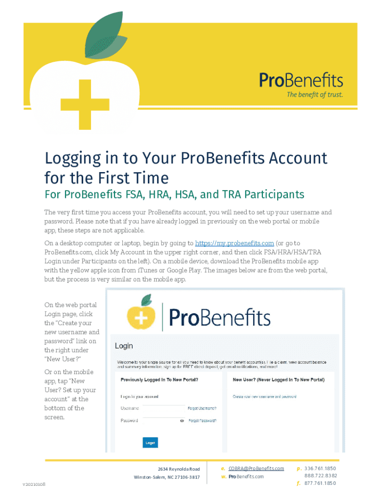 Fillable Online Logging in to Your ProBenefits Account for the First ...