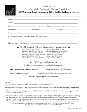 Fillable Online Give to GCC - GCC Foundation - Greenfield Community ...