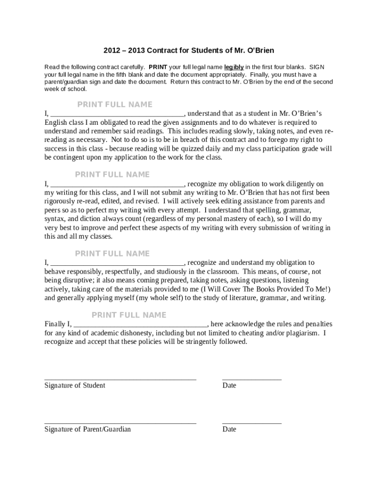 20052006 Reading Contract for students of Mr - images - images pcmac ...