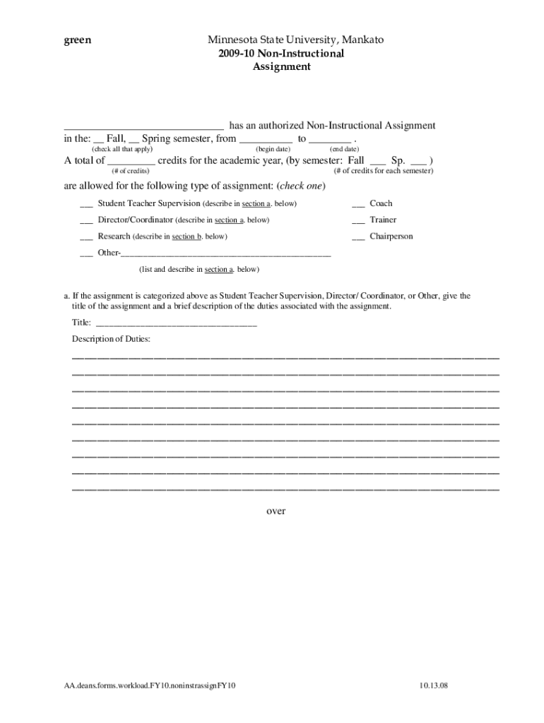 Fillable Online has an authorized Non-Instructional Assignment Fax ...