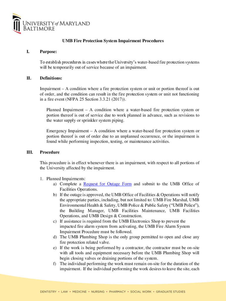 Fillable Online Fire Protection System Impairment Procedures Fax Email ...