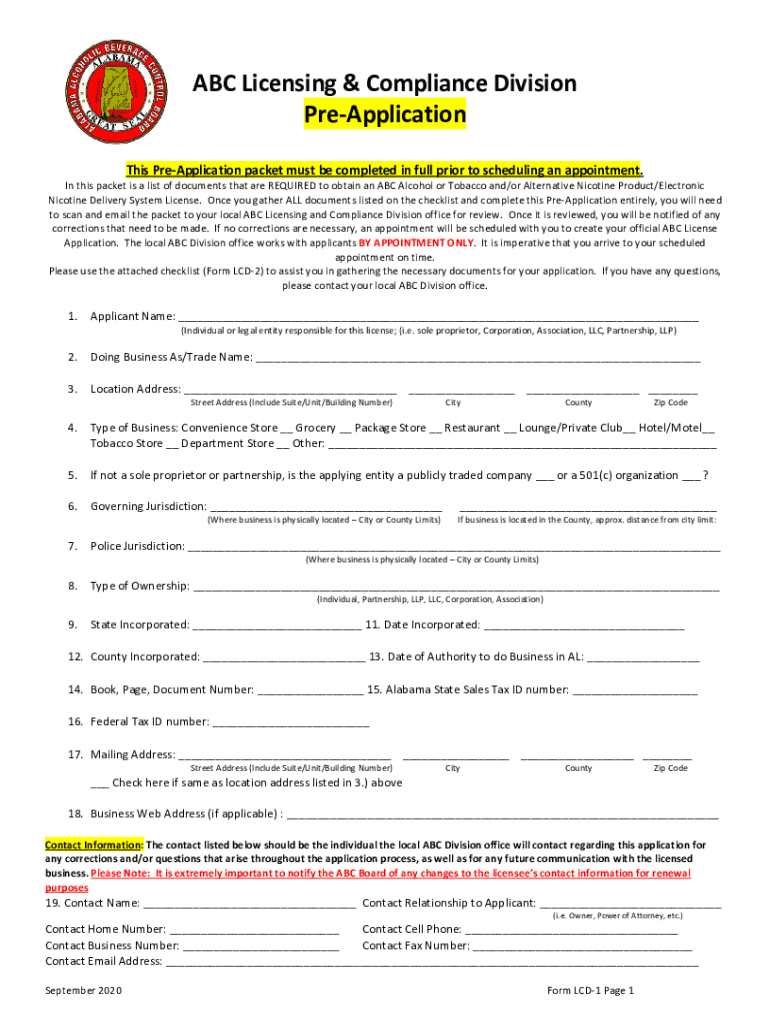 Fillable Online ABC Licensing & Compliance Division Fax Email Print ...