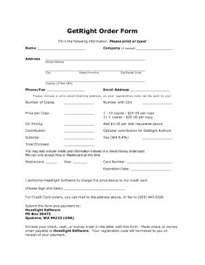 Fillable Online GetRight Order Form. Fax Email Print - pdfFiller