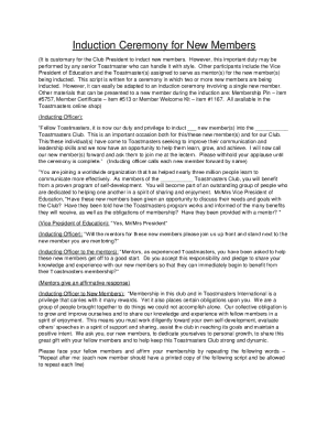 Fillable Online Sample Script for New Member Induction Fax Email Print ...