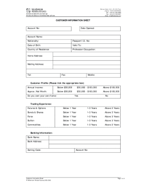 Fillable Online MPF Customer Information Sheet.doc Fax Email Print ...
