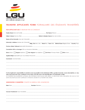 Fillable Online Transfer Applicants Form Fax Email Print - pdfFiller