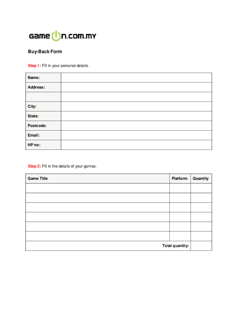 Fillable Online buy-back-form Fax Email Print - pdfFiller