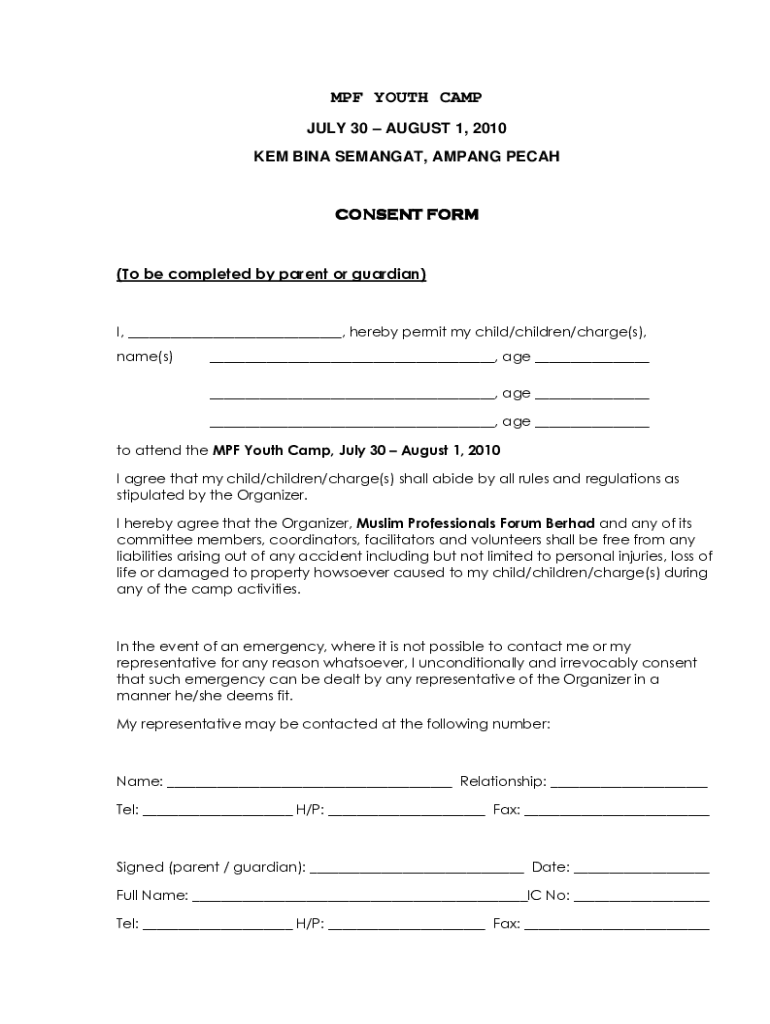 Fillable Online mpf org Consent Form FINAL Fax Email Print - pdfFiller