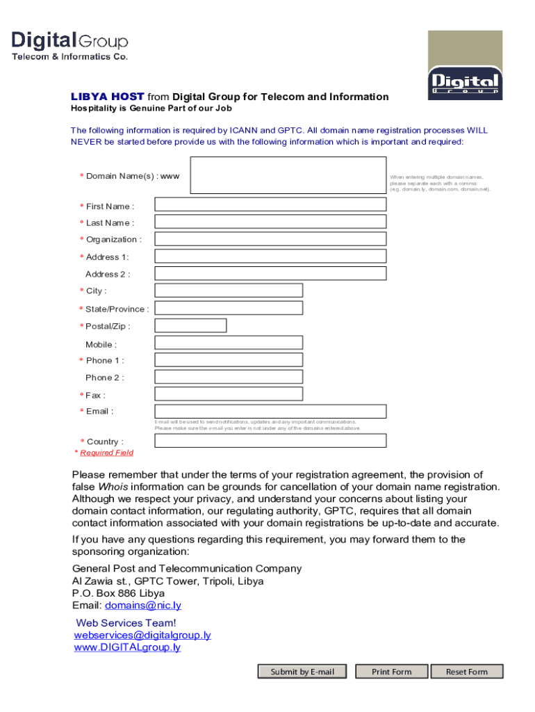 Fillable Online Digital Group for Telecom and Informatics - Registration Form Fax Email Print ...