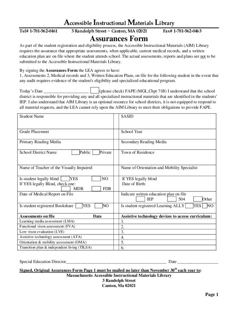 Fillable Online Accessible Instructional Materials Library Forms Fax ...
