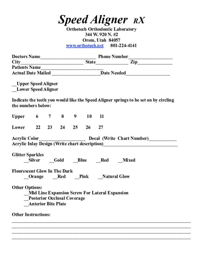 Fillable Online Speed Aligner RX.pages Fax Email Print - pdfFiller