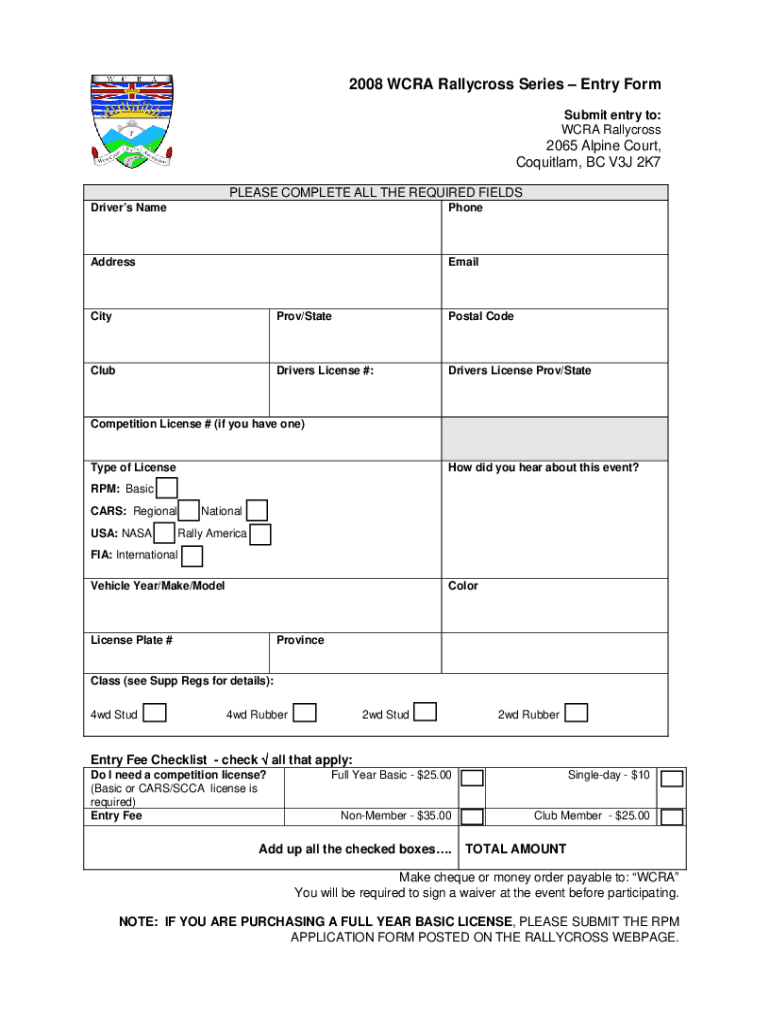 Fillable Online Forms - CACCConfederation of Autosport Car Clubs Fax ...