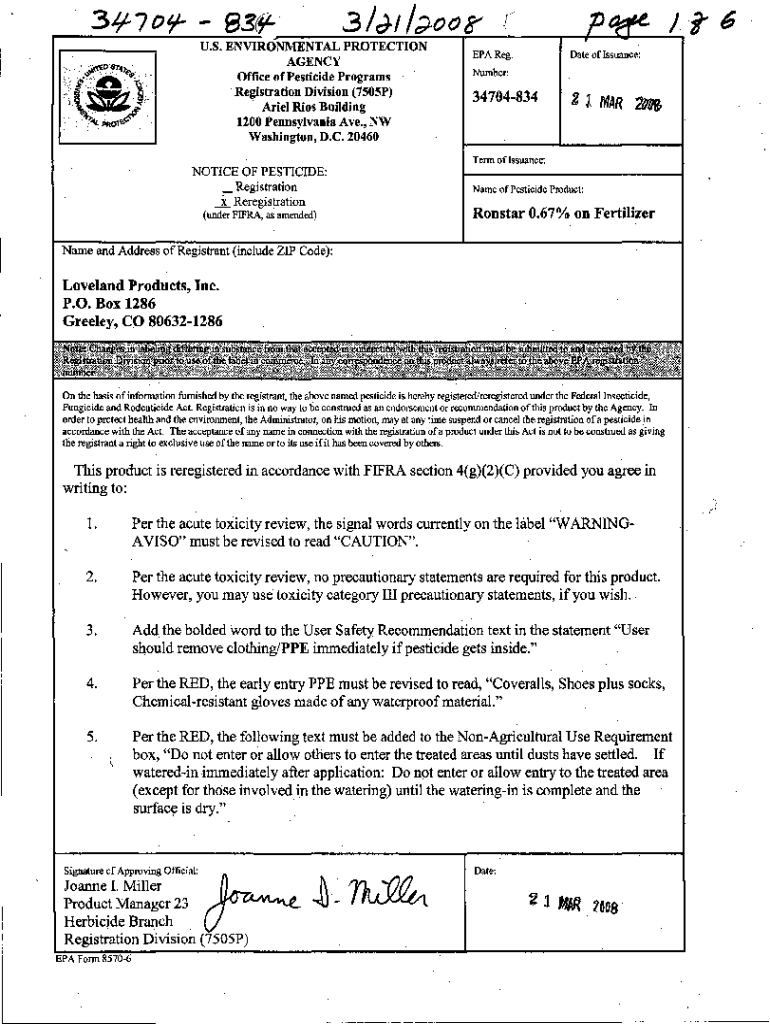 Fillable Online U.S. EPA, Pesticide Product Label, RONSTAR 0.67 ON ...