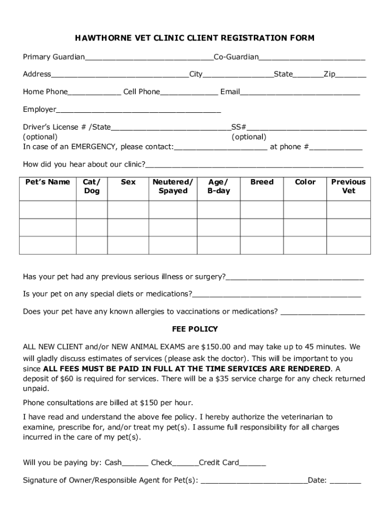 Fillable Online New or Returning Client Registration Form - Studylib ...