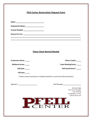 Fillable Online Pfeil Center Reservation Request Form Fax Email Print ...