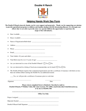 Fillable Online Helping Hands Work Day Form Fax Email Print - pdfFiller